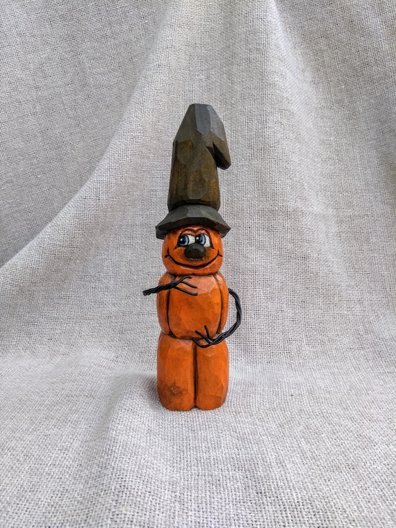 Wood Carving Hand Carved Stacked Pumpkin Man Figurine - Etsy