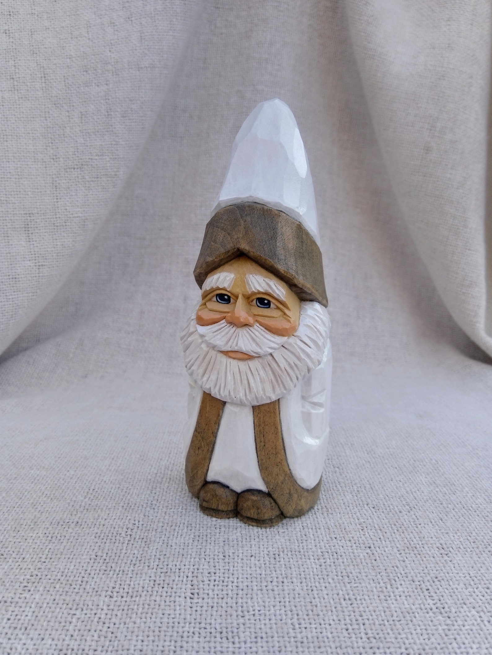 Wood Carving - Hand Carved Wood Elf in White - Christmas Carvings ...