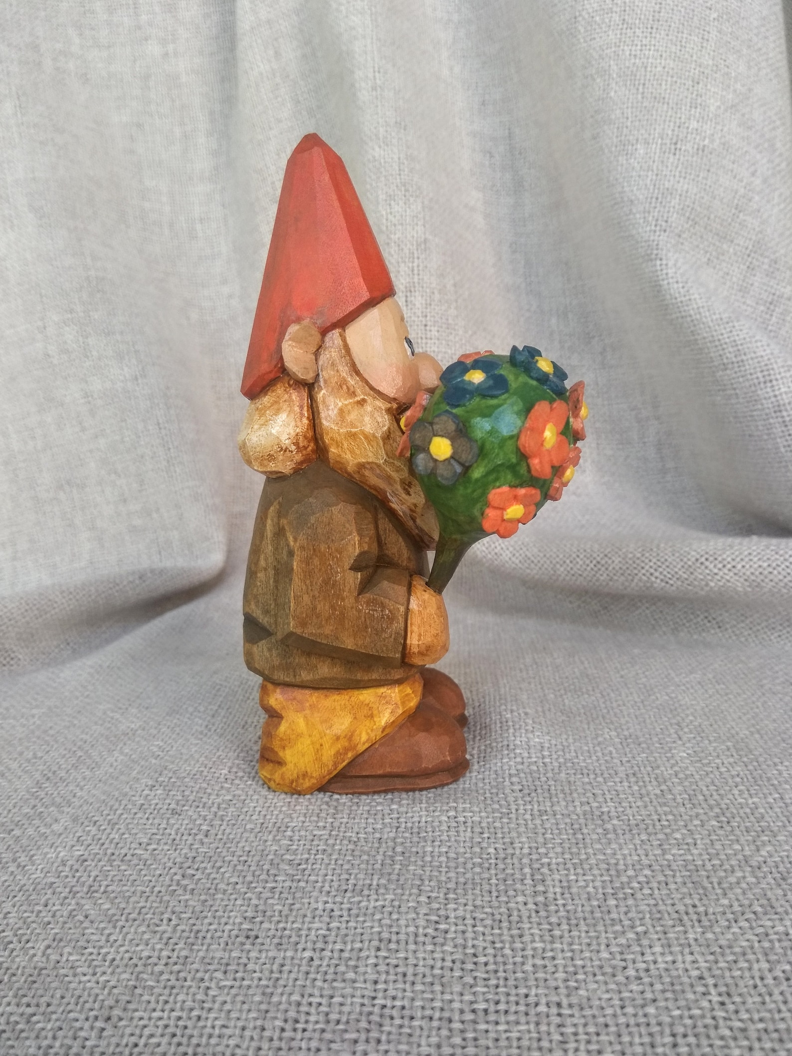 Wood Carving - Valentine's Day Gift - Hand Carved Wood Gnome - Wooden ...