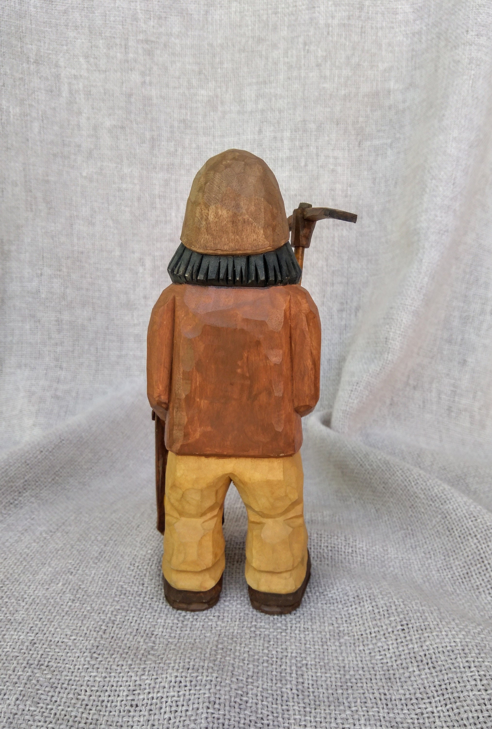 Wood Carving - Hand Carved Coal Miner Figurine - Whittling Coal Miner ...