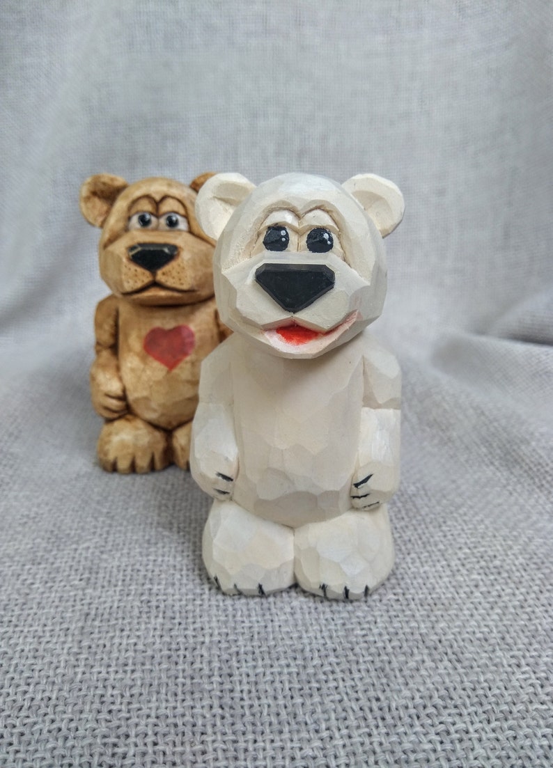Wood Carving - Couple Bears - Wood Whittling Bears Family - Teddy Bears ...