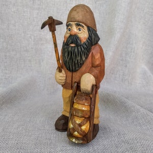 Wood Carving - Hand Carved Coal Miner Figurine - Whittling Coal Miner ...