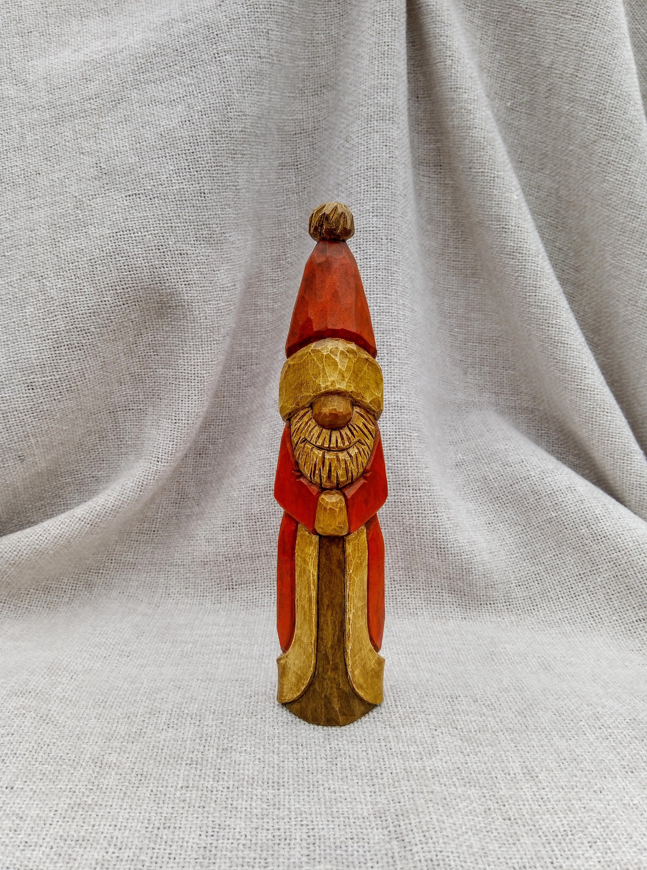 Wood Carving Santa Claus Sculpture - Hand Carved Simple Santa Ornament ...