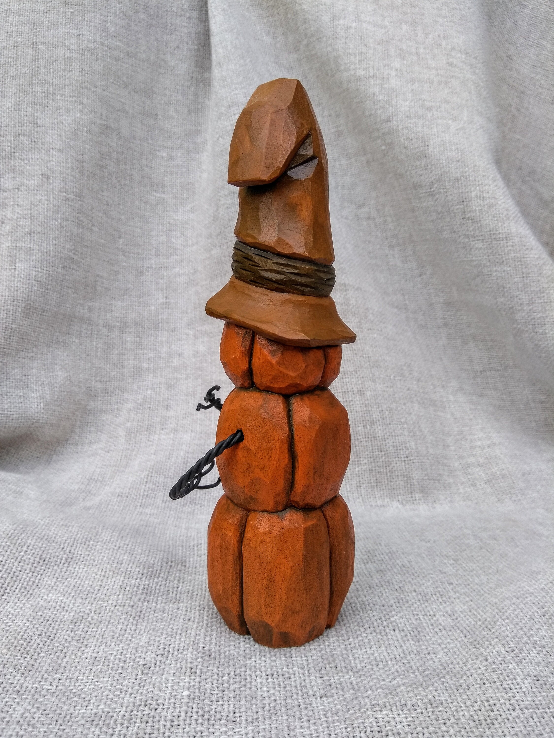 Wood Carving Hand Carved Stacked Pumpkin Man Whittling - Etsy