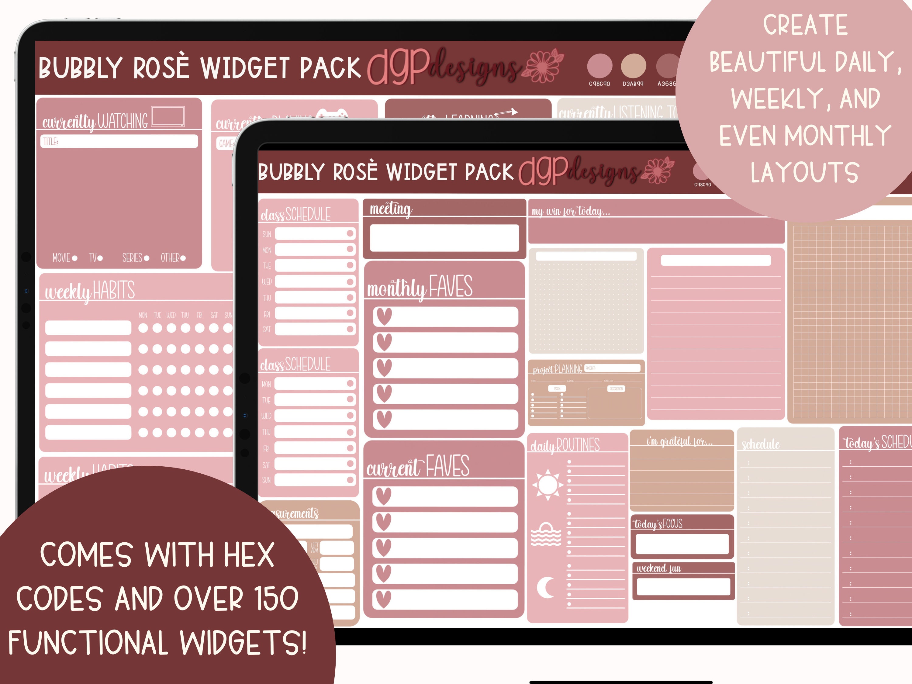 Planner Widgets Basic Theme Stickers Modern Digital Widget - Etsy