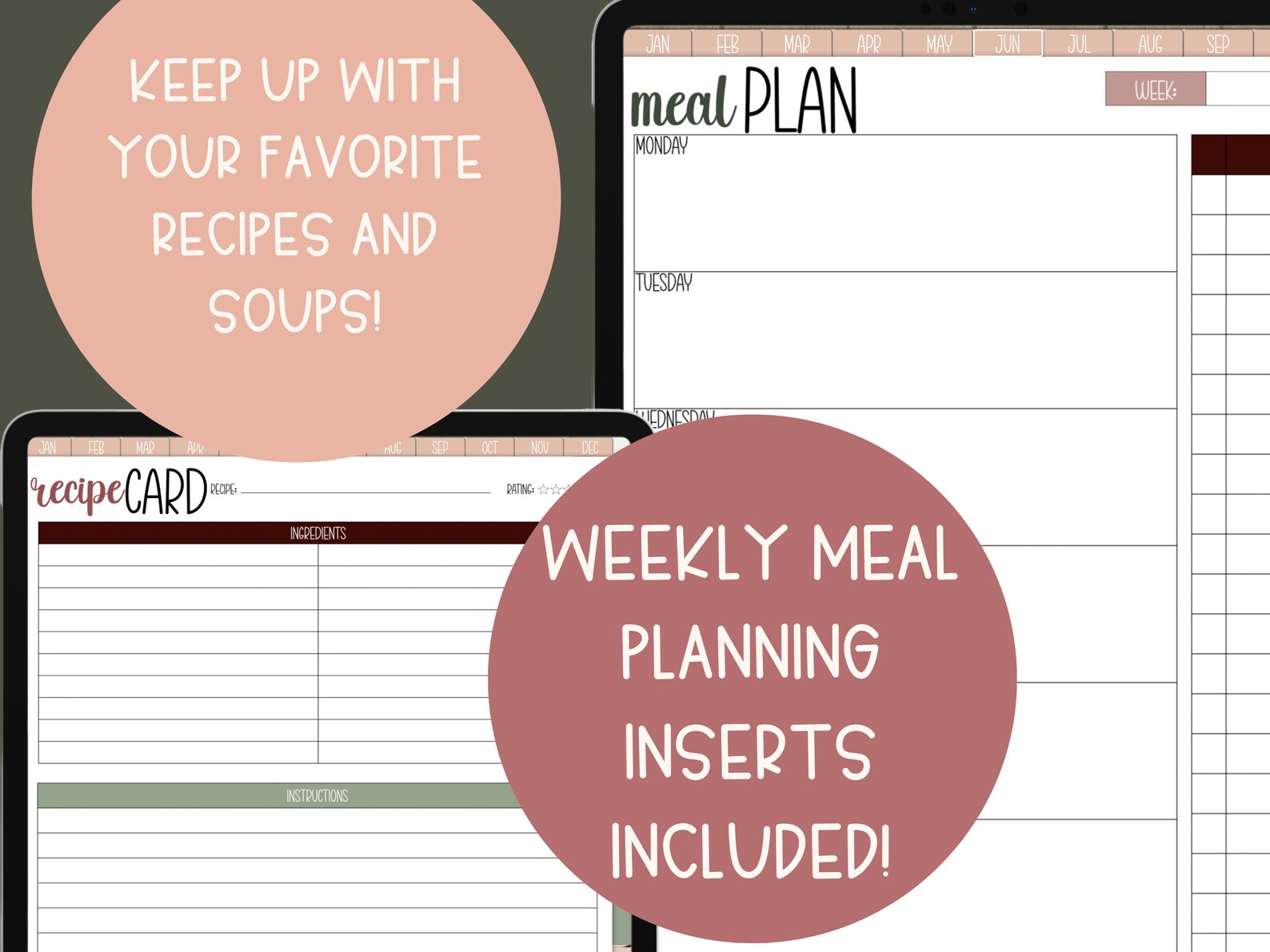 Recipe Inserts Digital Recipe Templates Inserts for Digital - Etsy