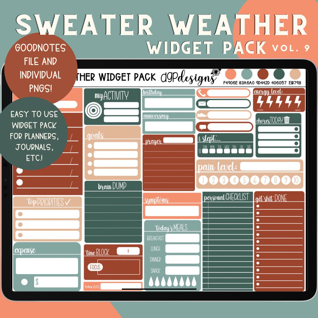 Planner Widgets, Basic Theme Stickers, Modern Digital Widget Stickers ...