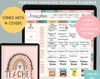 Digital Teacher Planner, Undated Teacher Planner, Digital Planner, 2024 ...