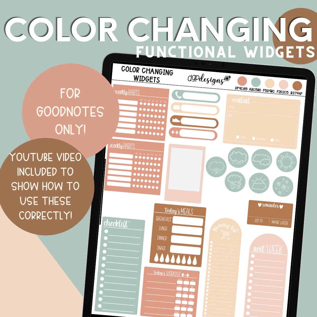 Color Changing Digital Stickers, Goodnotes Stickers, Colour Changing ...