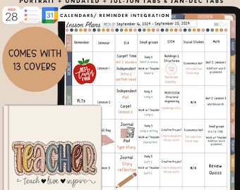 Digital Teacher Planner, Undated Teacher Planner, Digital Planner, 2024 ...