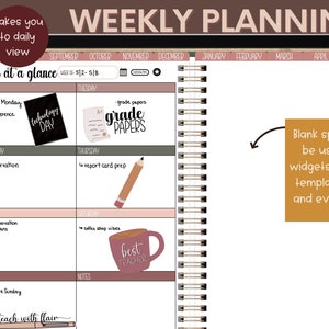 Digital Teacher Planner, Undated Teacher Planner, Lesson Planner, 2025 ...