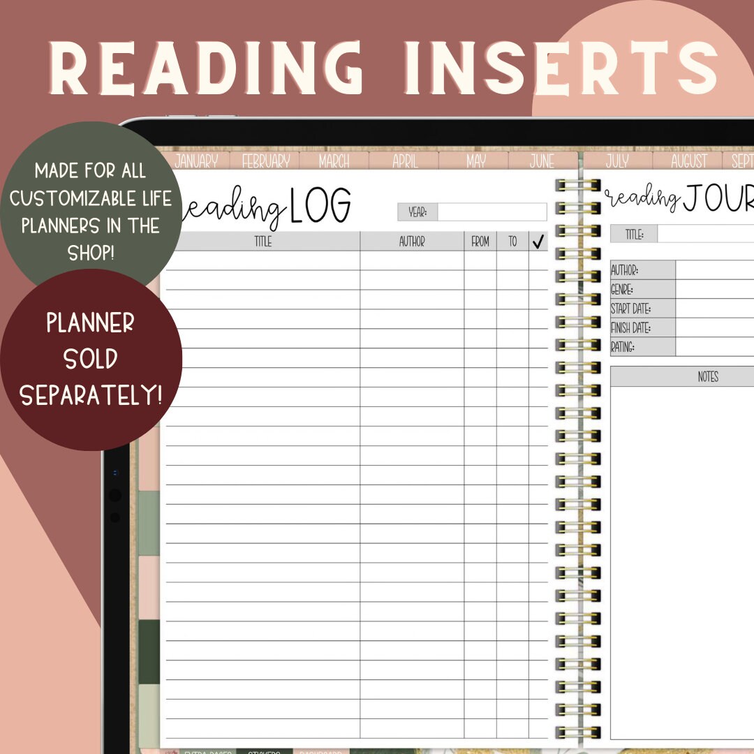 Reading Book Inserts for Digital Planning, Reading Inserts for ...