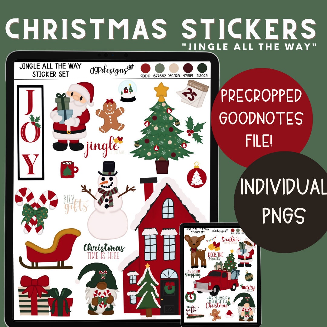 Merry Christmas Digital Stickers, Christmas Stickers, Goodnotes ...