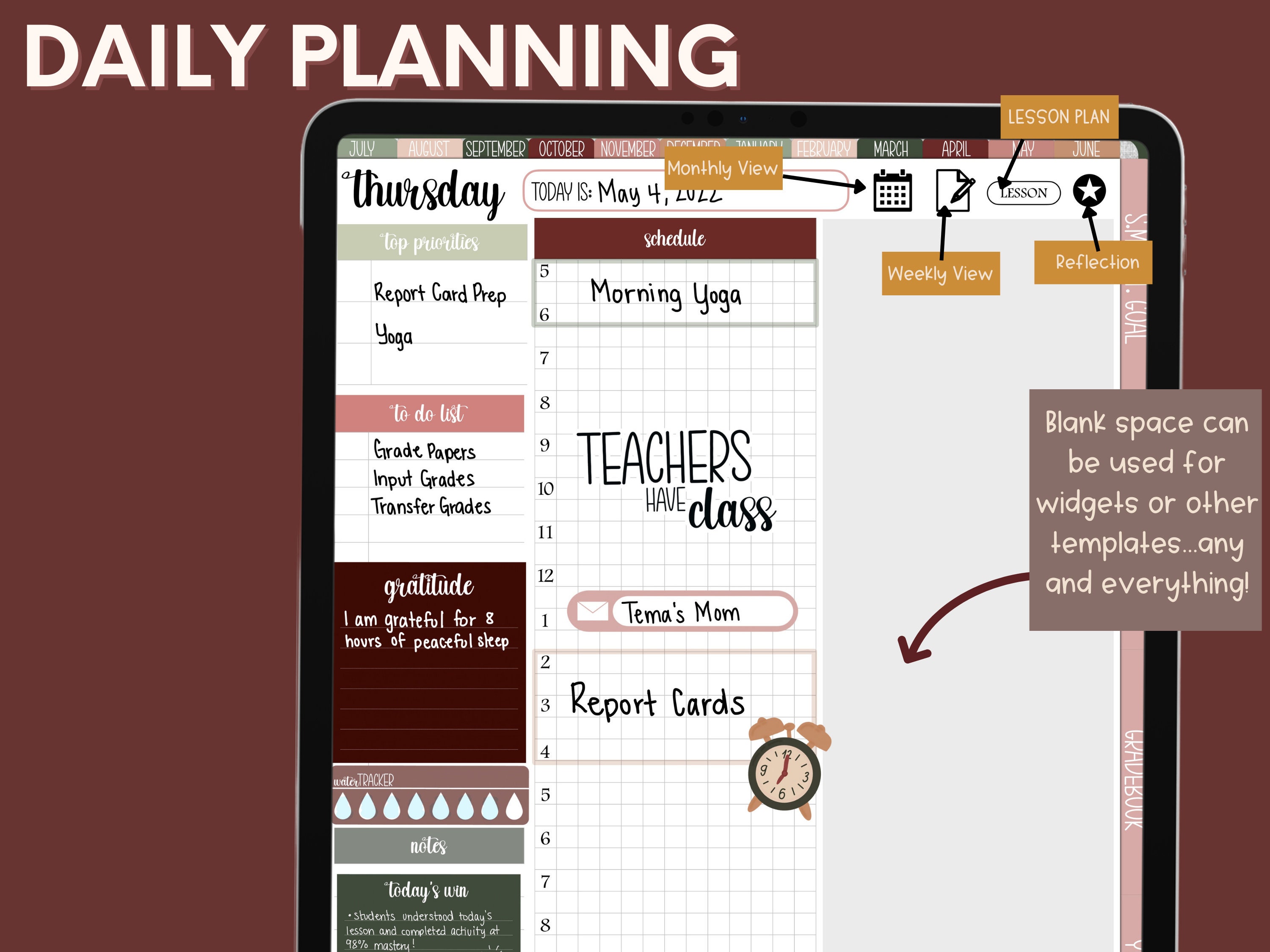 Digital Teacher Planner Undated Teacher Planner Lesson - Etsy