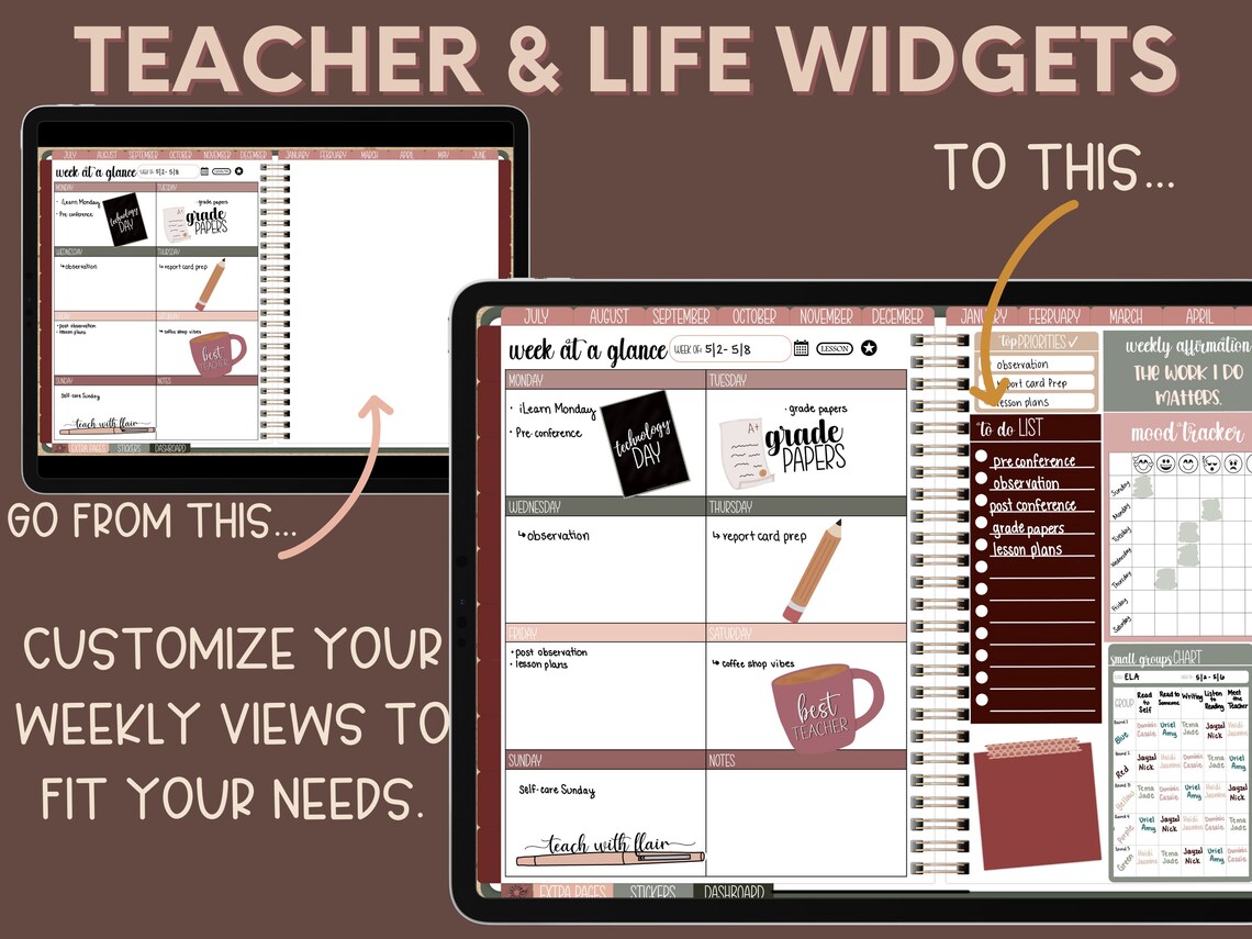 Digital Teacher Planner Undated Teacher Planner Lesson - Etsy