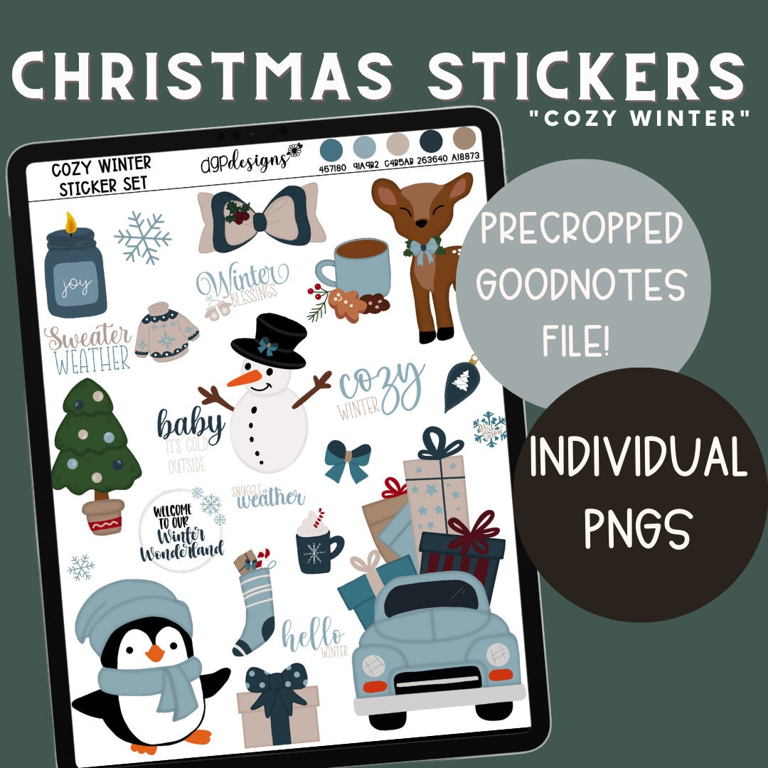 Merry Christmas Digital Stickers, Christmas Stickers, Goodnotes ...