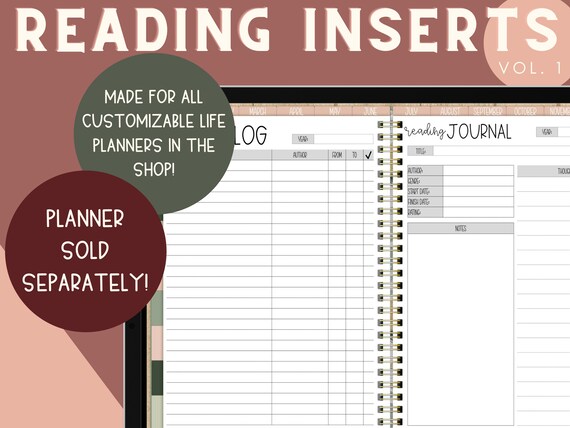 Reading Book Inserts for Digital Planning Reading Inserts for | Etsy