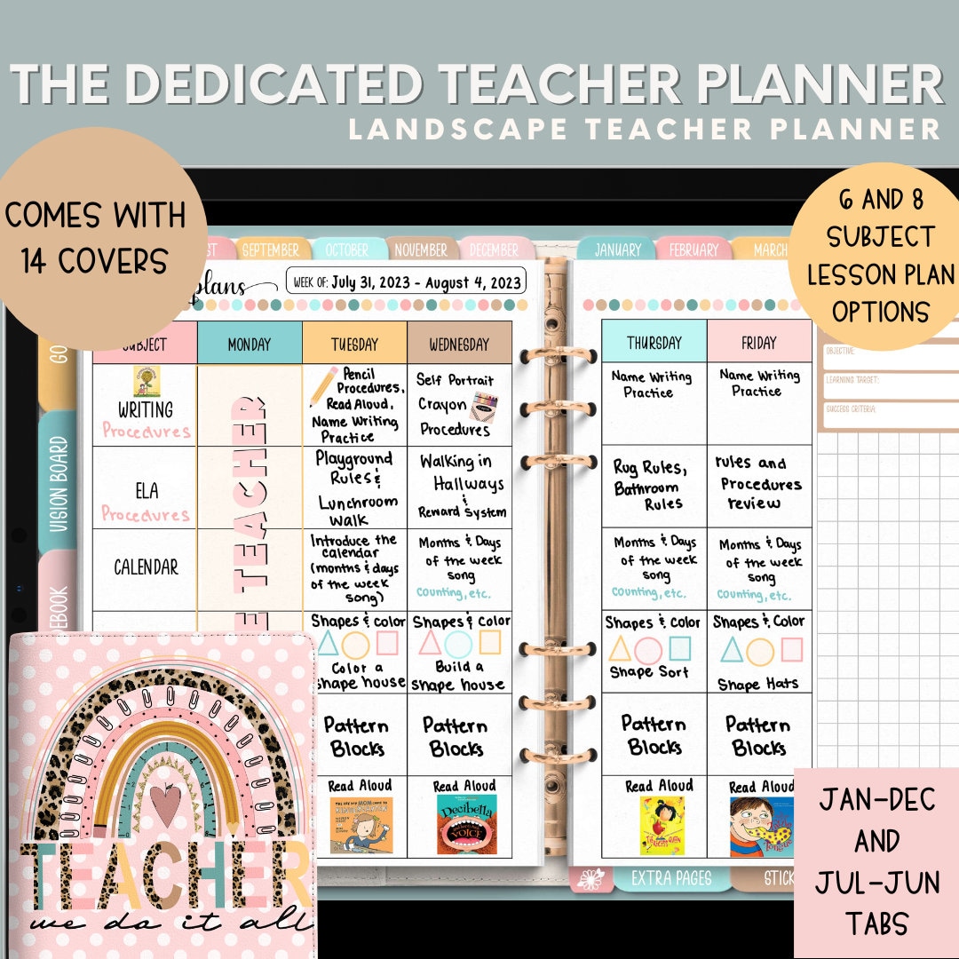 Digital Teacher Planner, Undated Teacher Planner Digital, 2025-2026 ...