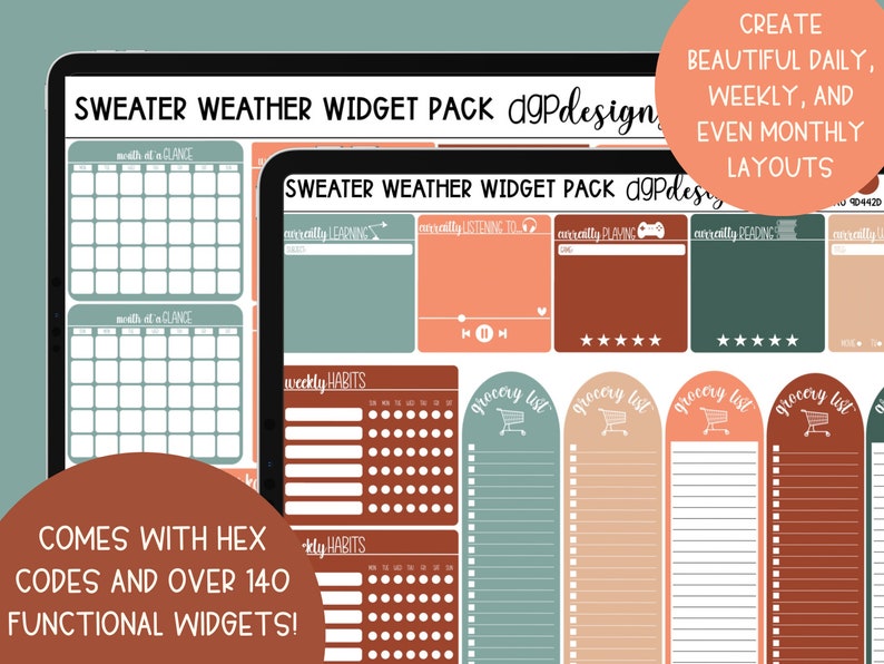 Planner Widgets, Basic Theme Stickers, Modern Digital Widget Stickers ...