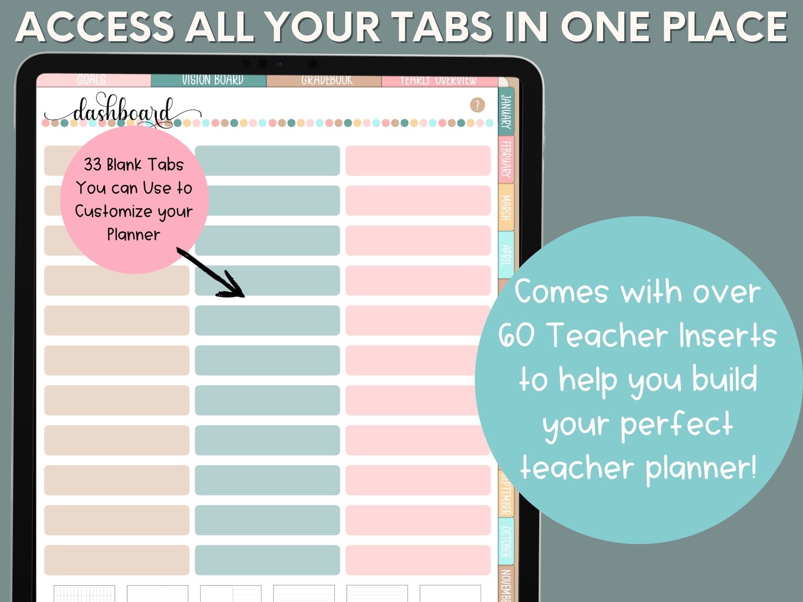 Digital Teacher Planner, Undated Teacher Planner, Digital, 2025-2026 ...