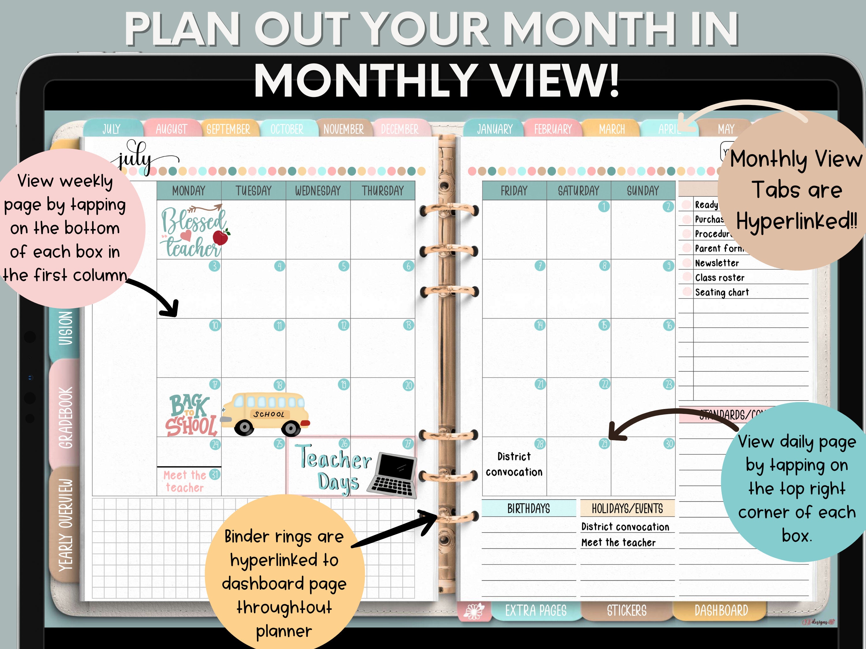 Digital Teacher Planner, Undated Teacher Planner Digital, 2026-2027 ...