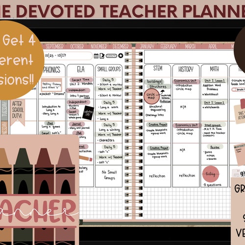 Digital Teacher Planner Undated Teacher Planner Lesson - Etsy