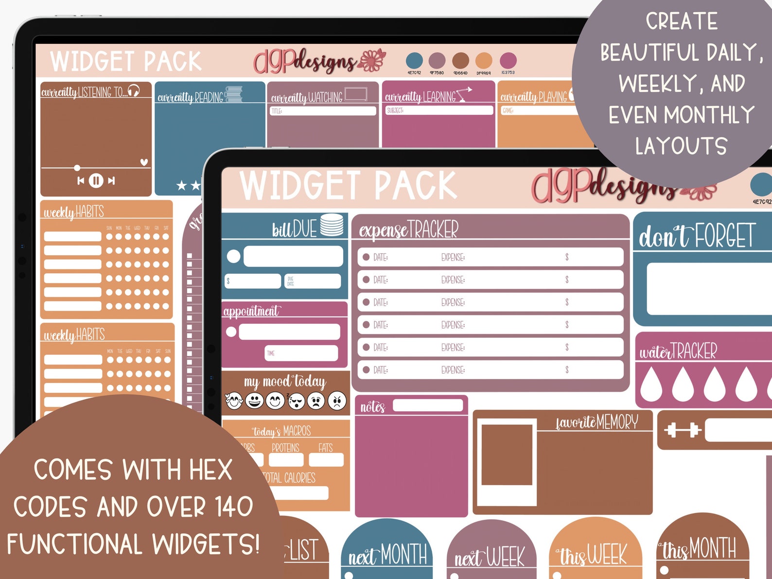 Planner Widgets, Basic Theme Stickers, Modern Digital Widget Stickers ...