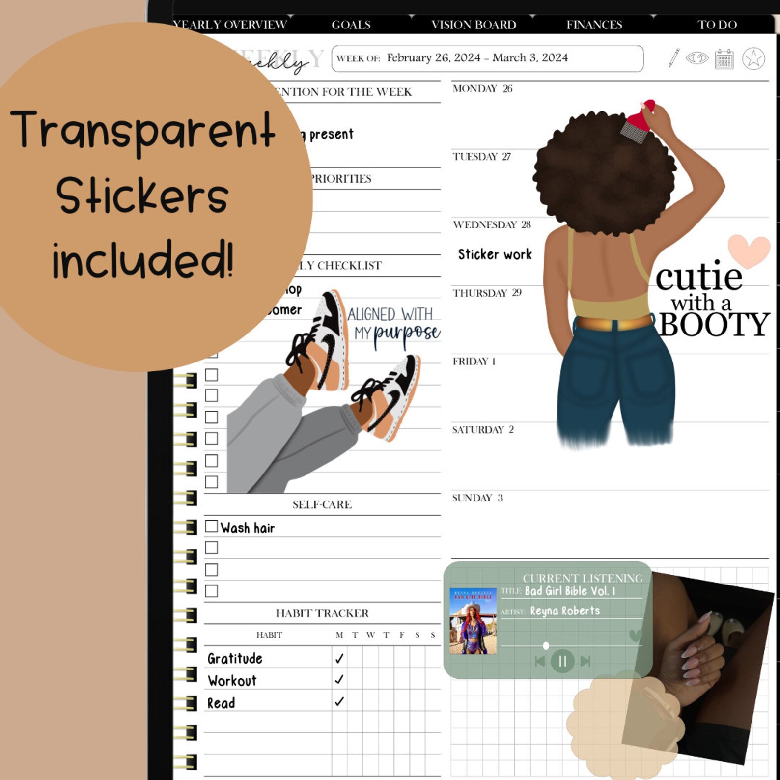Black Girl Digital Stickers, Melanin Stickers, Afro Girl Stickers ...