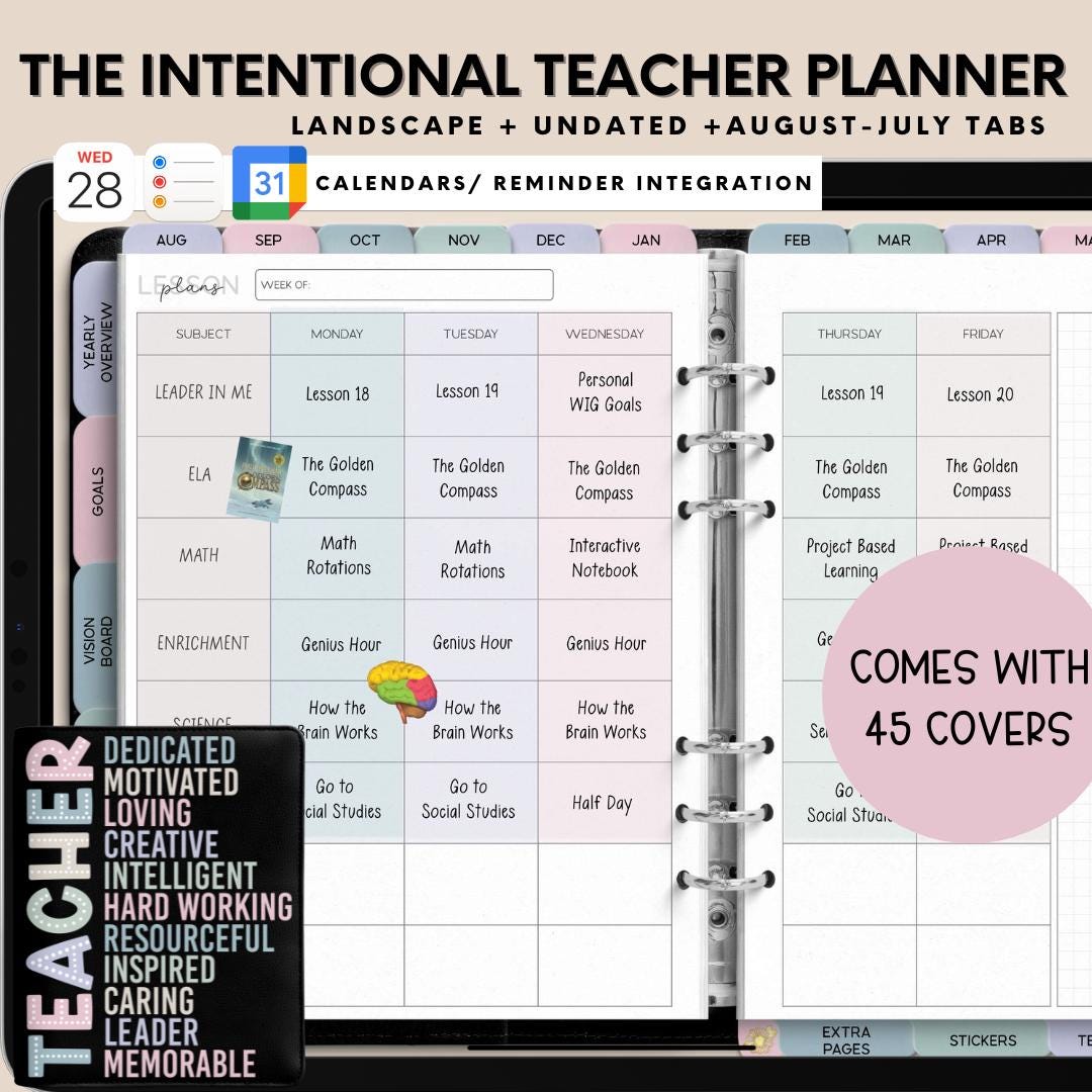 Digital Teacher Planner, Undated Teacher Planner Digital, 2025-2026 ...