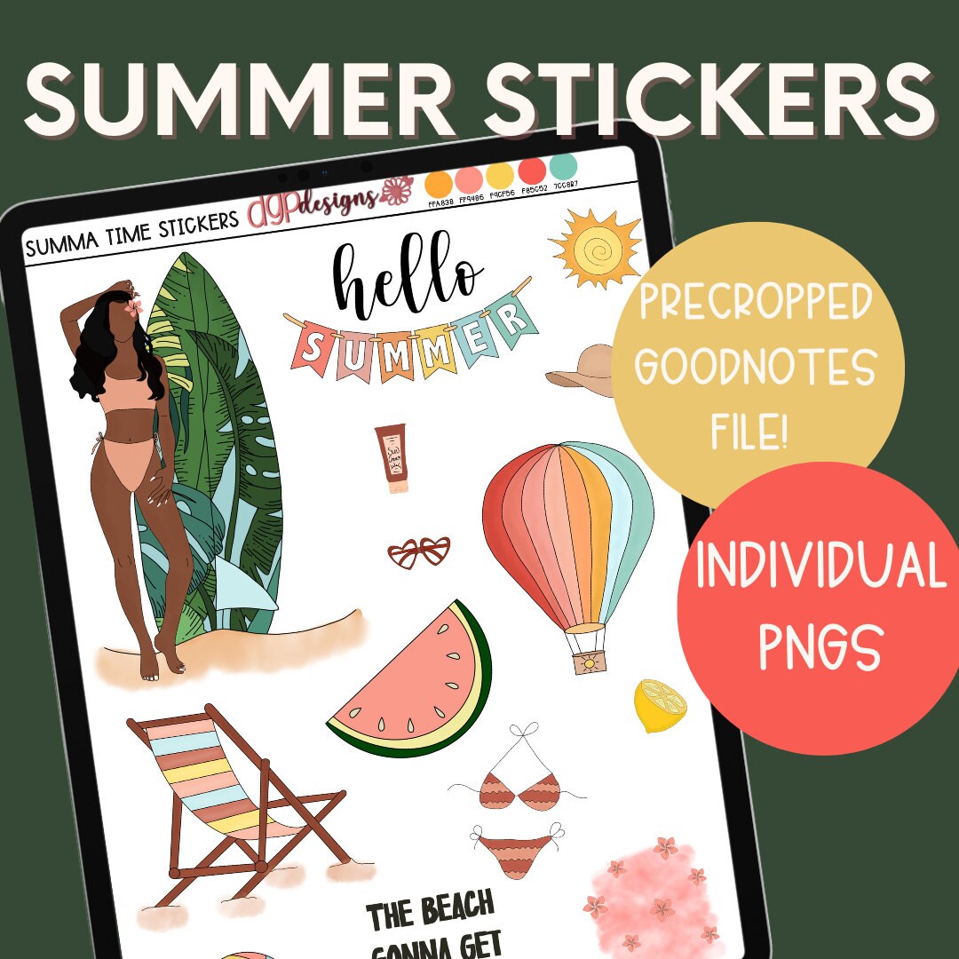 Summer Digital Stickers, Stickers for Summer, Summer Time Stickers ...