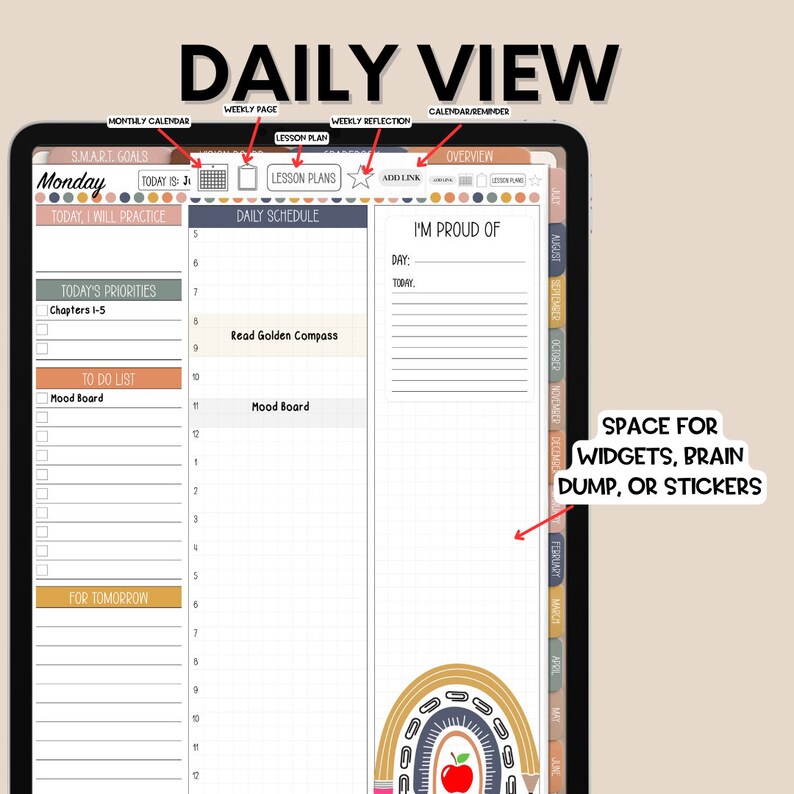 Teacher Planner, Undated Digital Teacher Planner, Digital Planner, 2025 ...