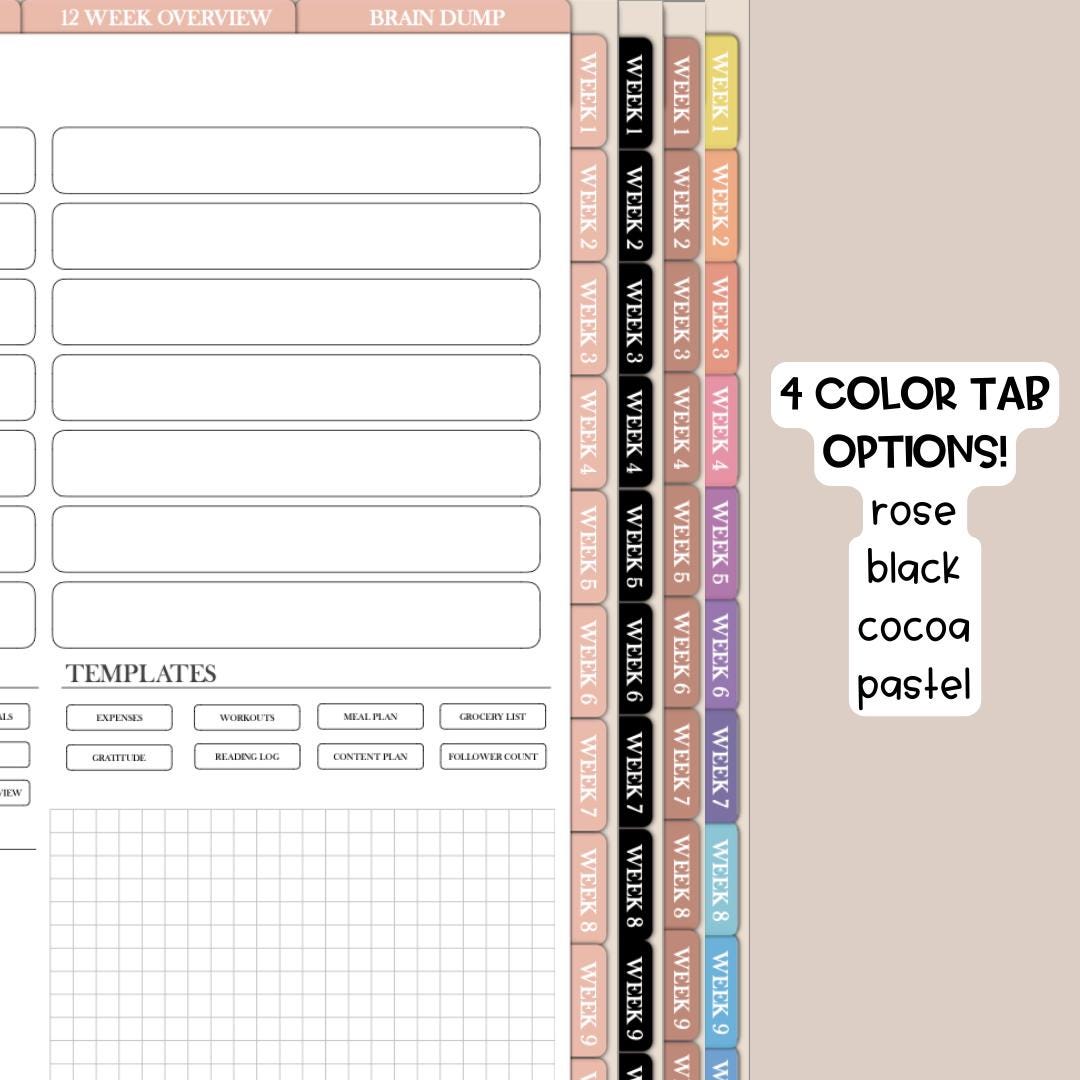 12 Week Year Digital Planner, Goal Tracker, 84 Day Goal Tracking, SMART ...