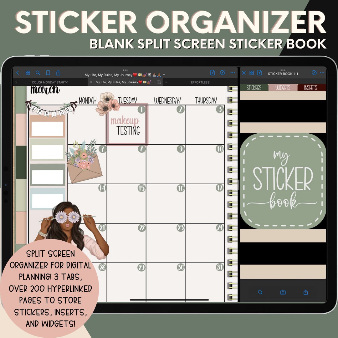 Digital Sticker Book for Goodnotes, Sticker Organizer, Split Screen ...