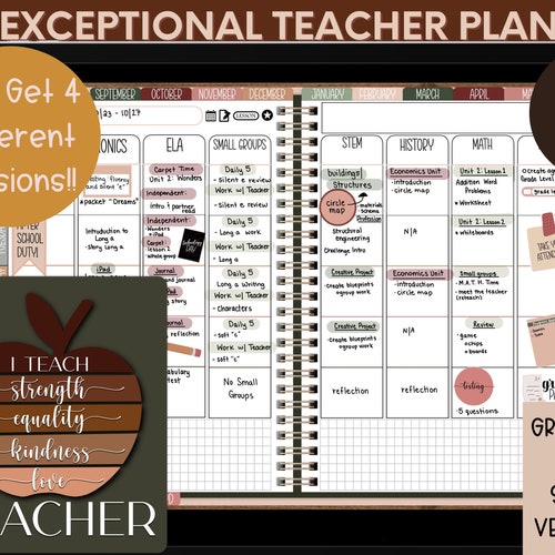 Digital Teacher Planner Undated Teacher Planner Lesson - Etsy