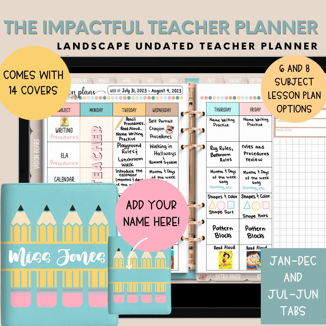 Digital Teacher Planner, Undated Teacher Planner, 2025-2026 Academic ...