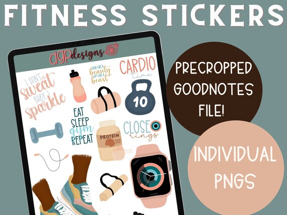 Digital Fitness Stickers Exercise Stickers Goodnotes - Etsy