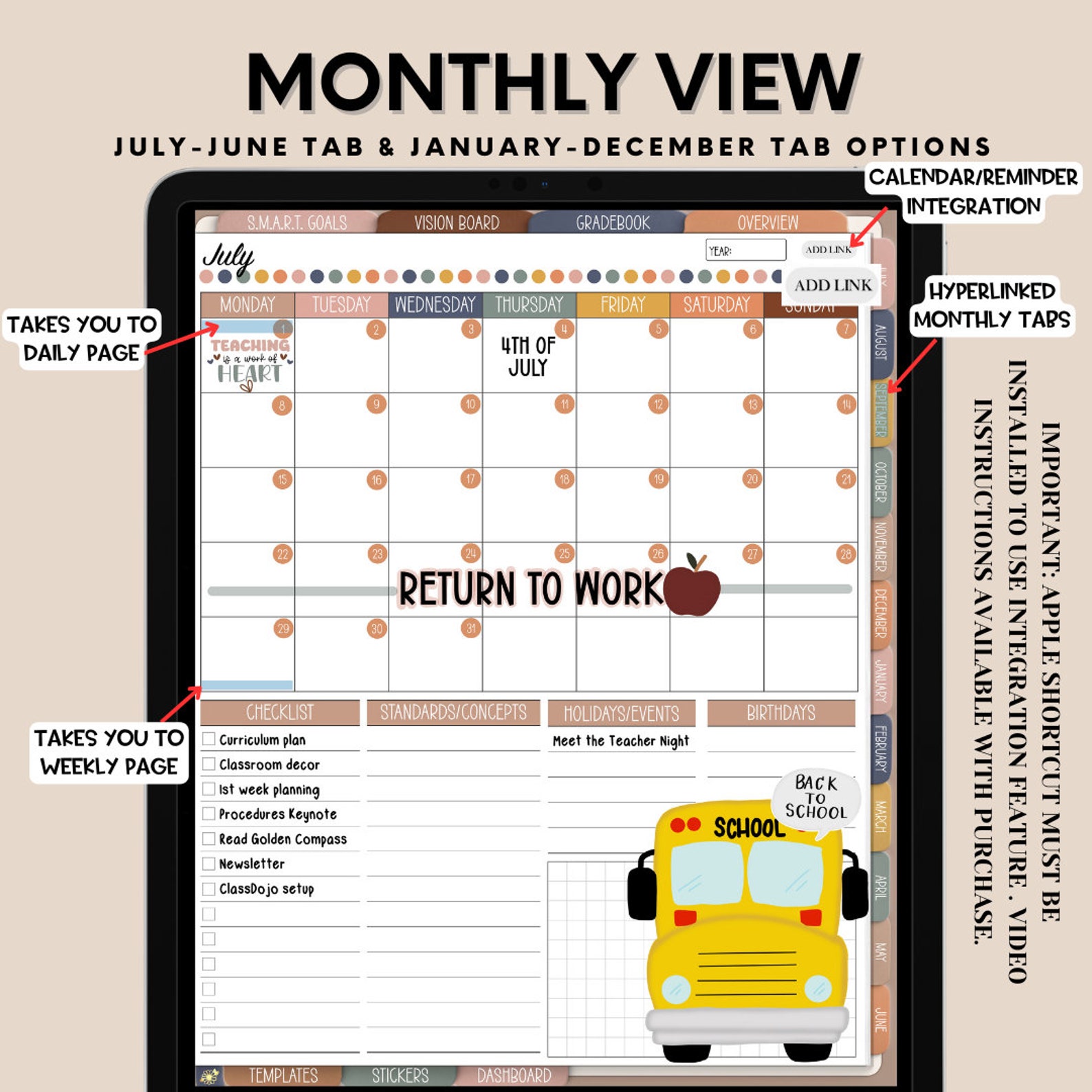 Teacher Planner, Undated Digital Teacher Planner, Digital Planner, 2025 ...