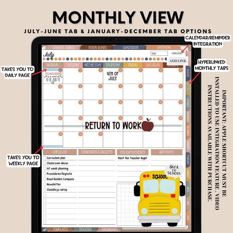 Teacher Planner, Undated Digital Teacher Planner, Digital Planner, 2025 ...