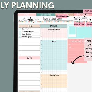 Digital Teacher Planner, Undated Teacher Planner, Digital, 2025-2026 ...