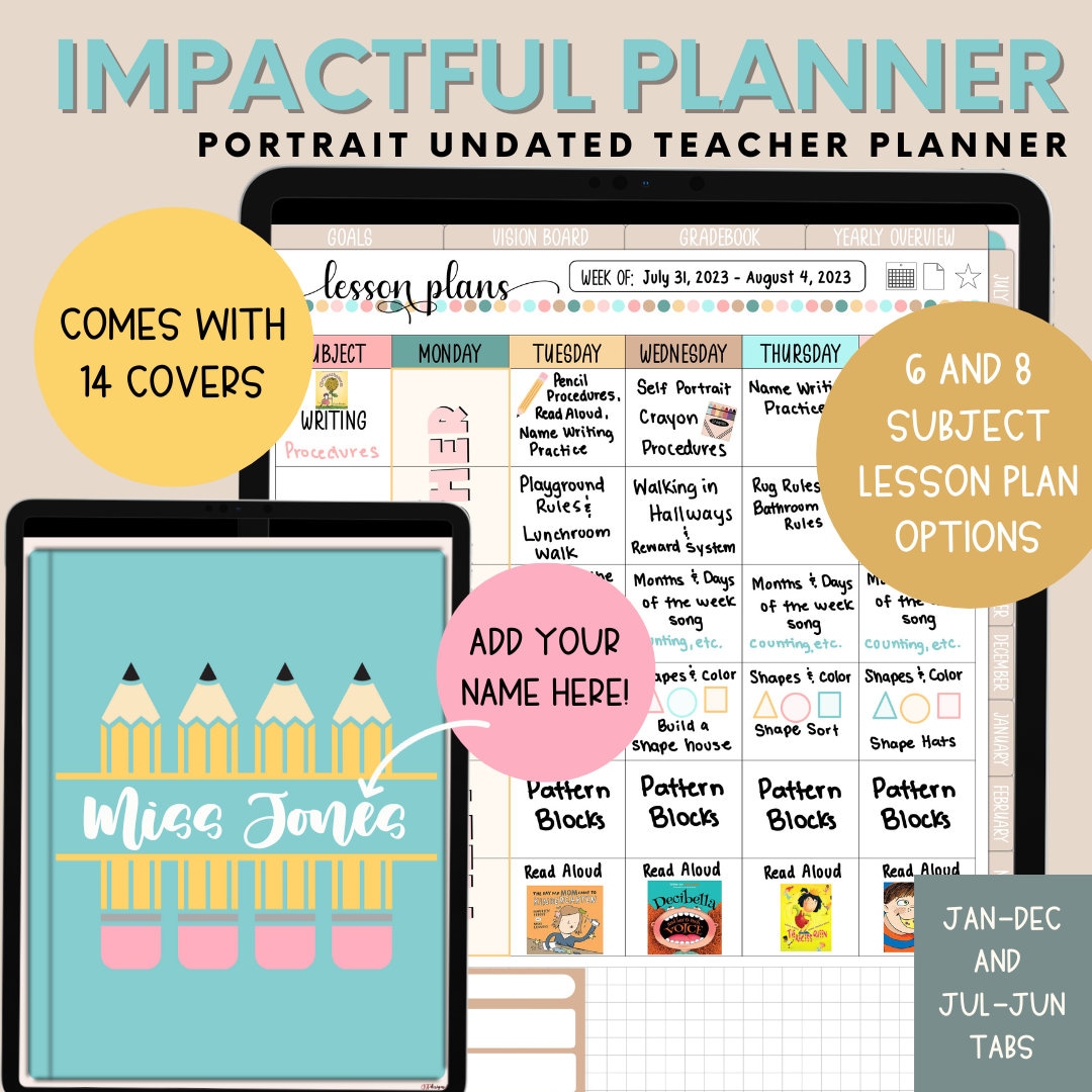 Digital Teacher Planner, Undated Teacher Planner, 2024-2025 Academic ...