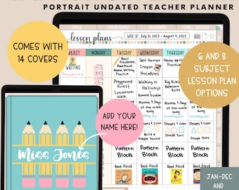 Digital Teacher Planner, Undated Teacher Planner, Digital Planner, 2024 ...