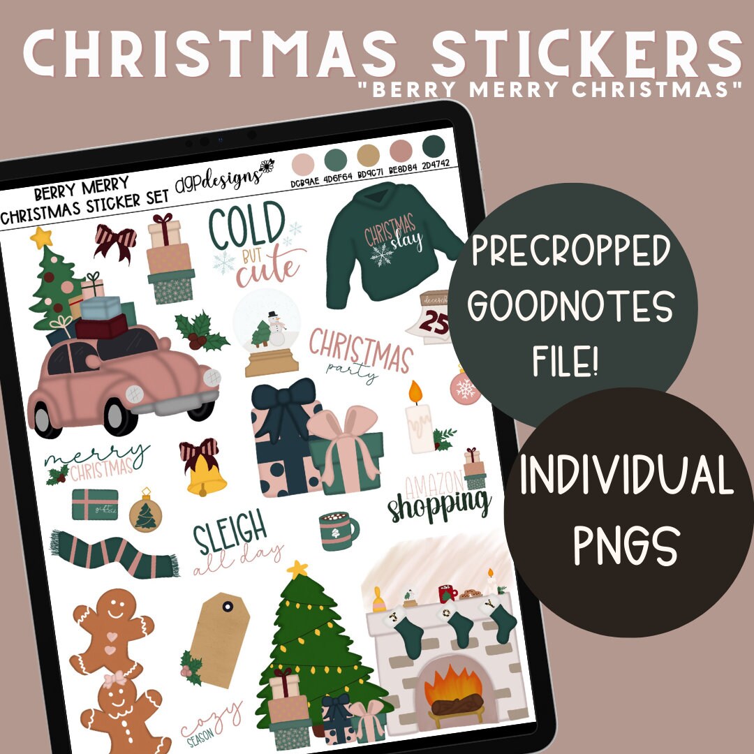Merry Christmas Digital Stickers, Christmas Stickers, Goodnotes ...