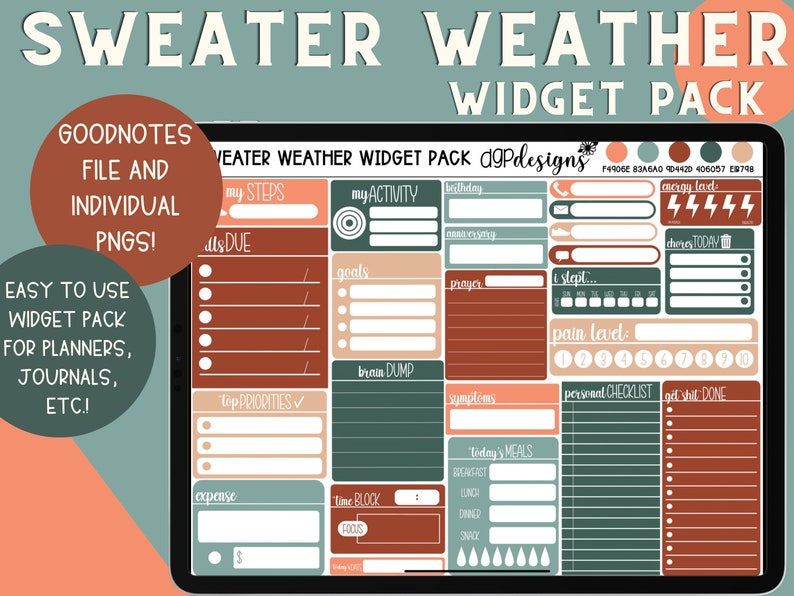 Planner Widgets Basic Theme Stickers Modern Digital Widget - Etsy