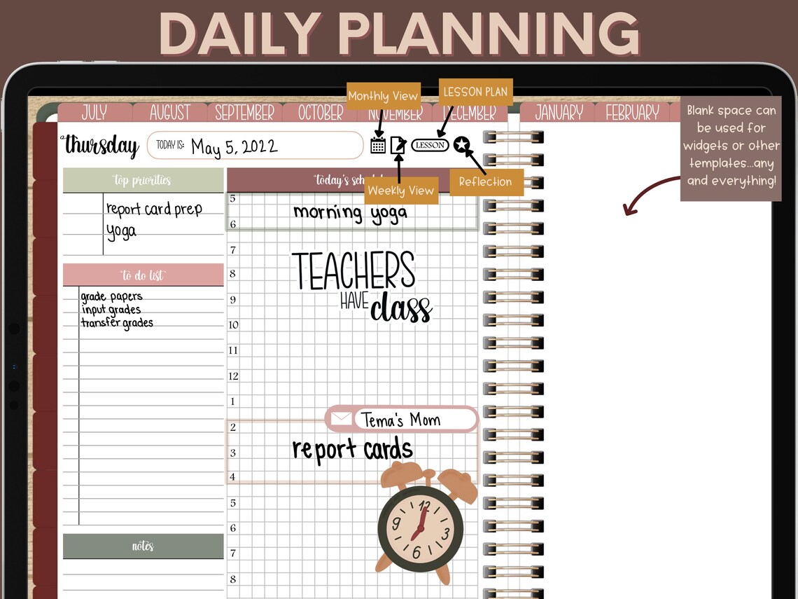 Digital Teacher Planner Undated Teacher Planner Lesson - Etsy