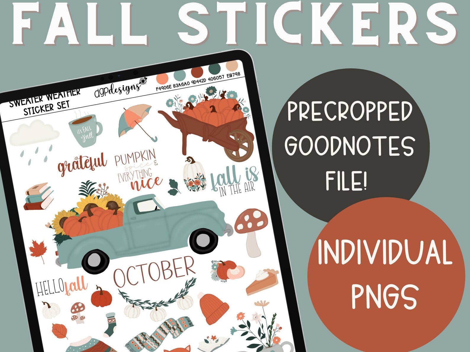 Fall Digital Stickers Fall Planner Stickers Goodnotes - Etsy