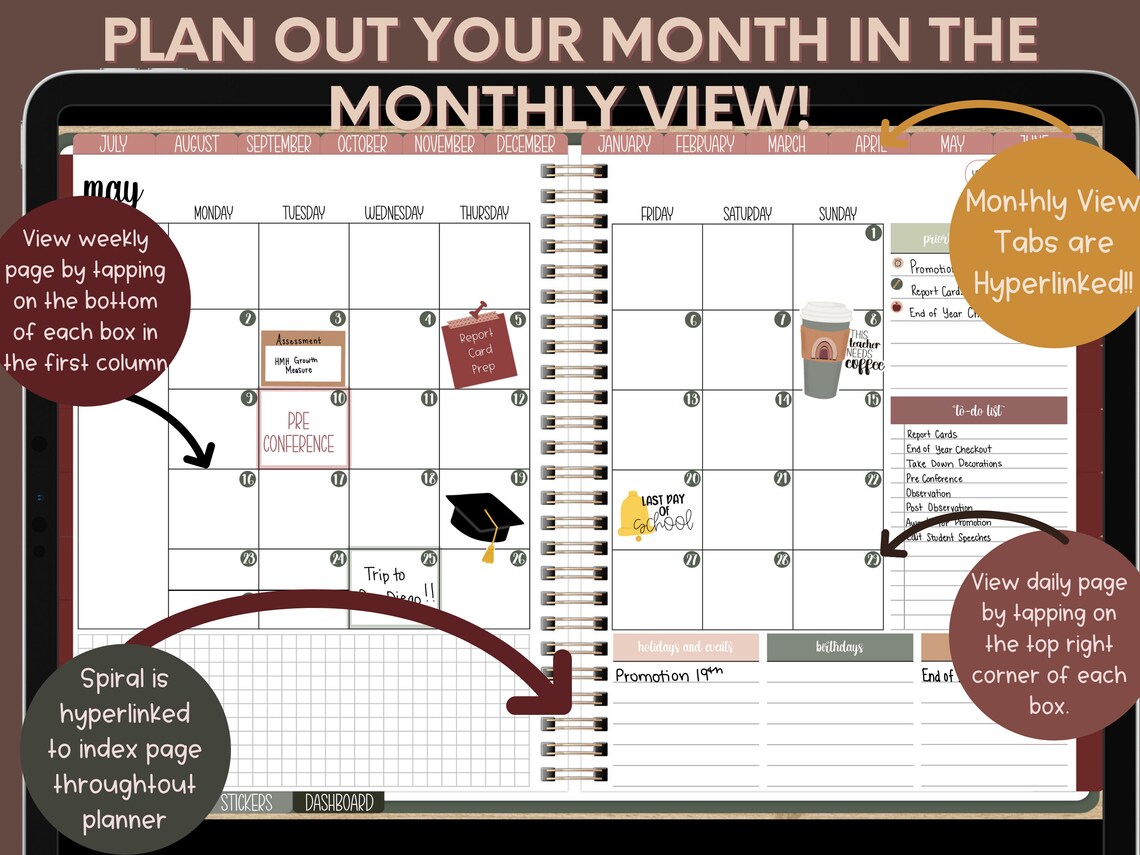 Digital Teacher Planner Undated Teacher Planner Lesson - Etsy