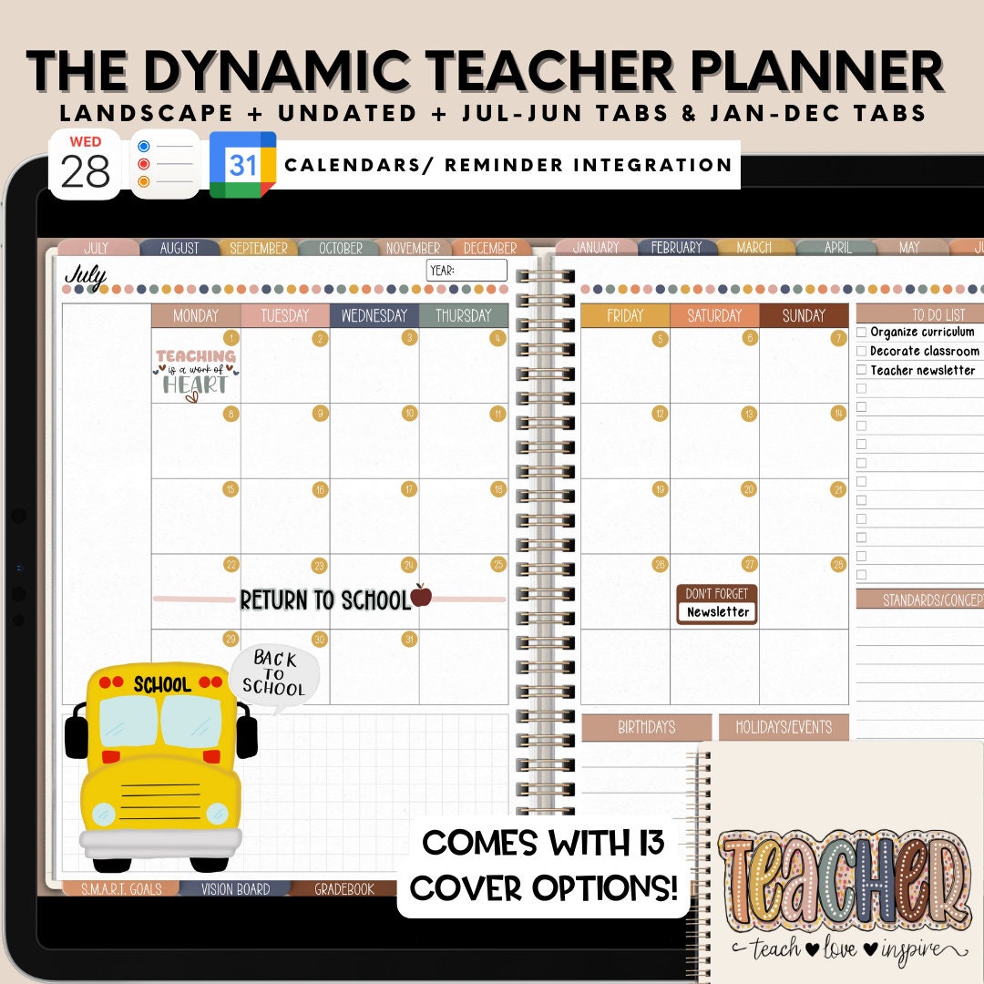2025-2026 Digital Teacher Planner, Undated Teacher Planner, Digital ...