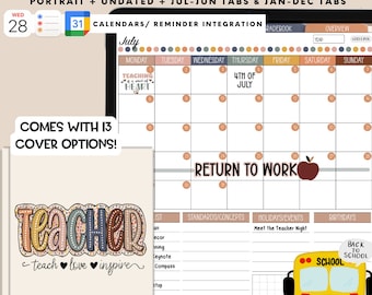 Digital Teacher Planner, Undated Teacher Planner, Digital Planner, 2024 ...