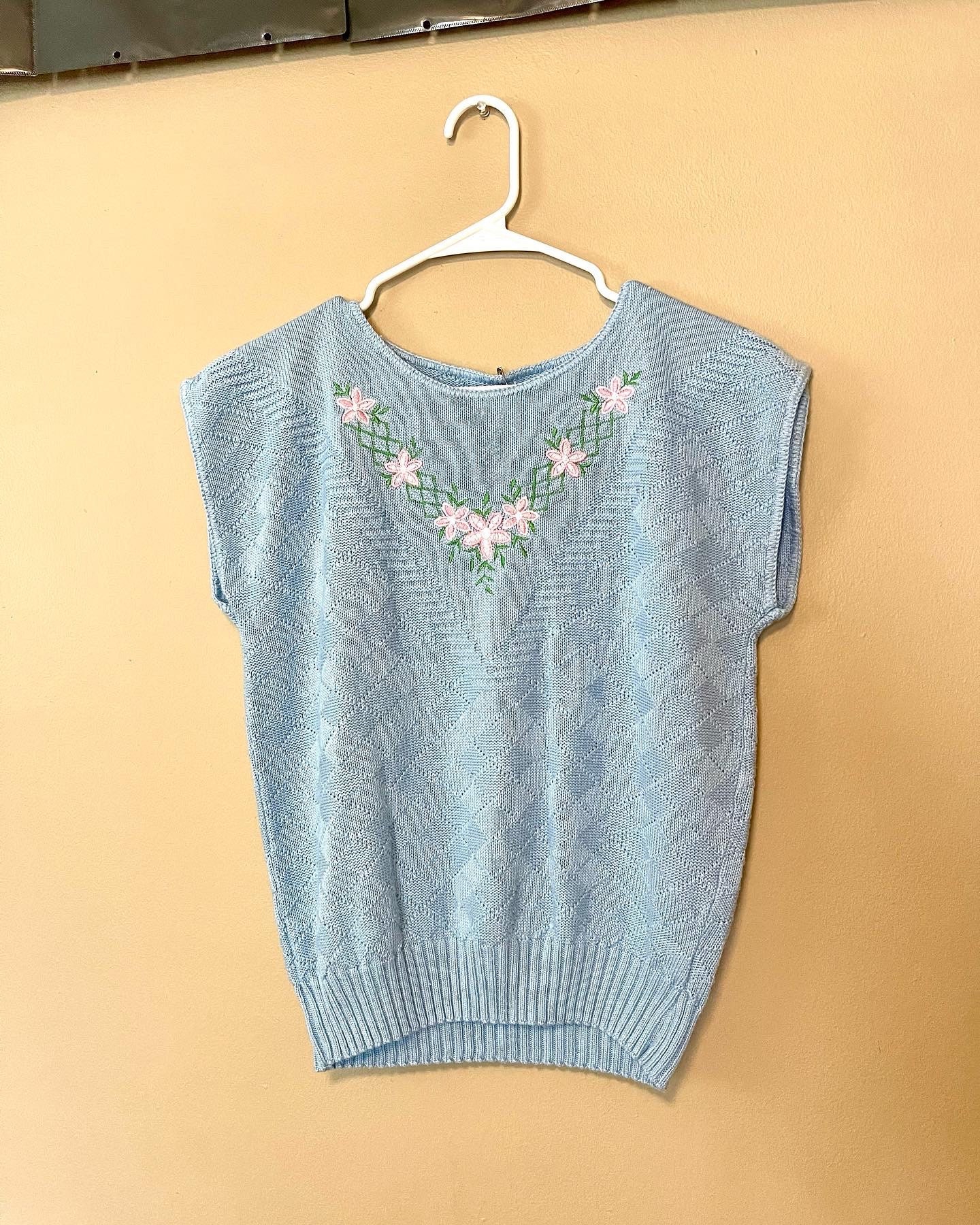 80s Cottagecore Knit Sweatervest - Etsy