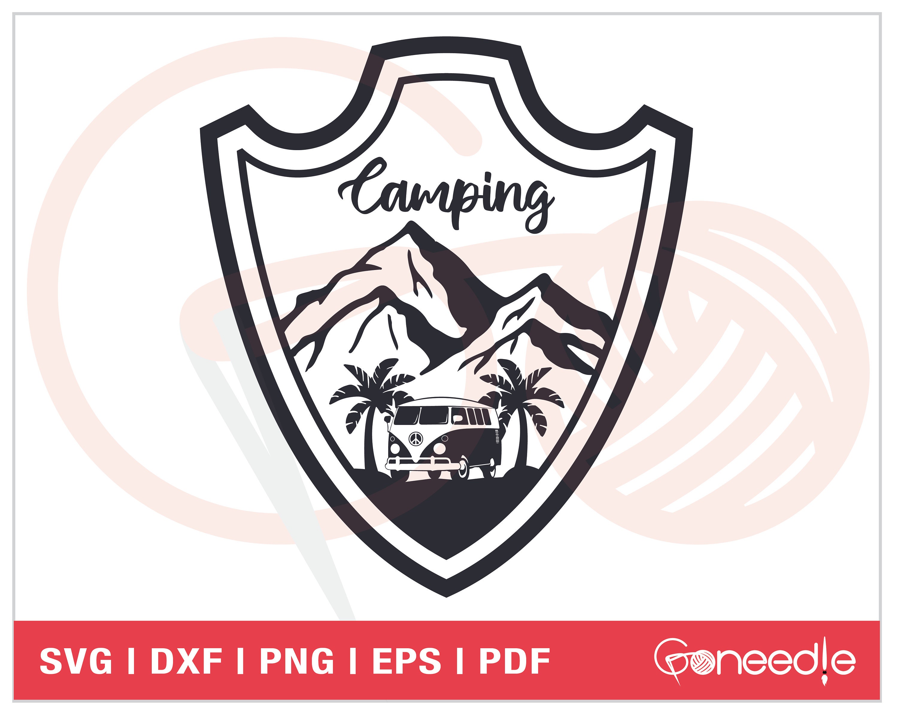 Mountains and Trees SVG | Camping Shield Cut File | RV Nature Landscape ...